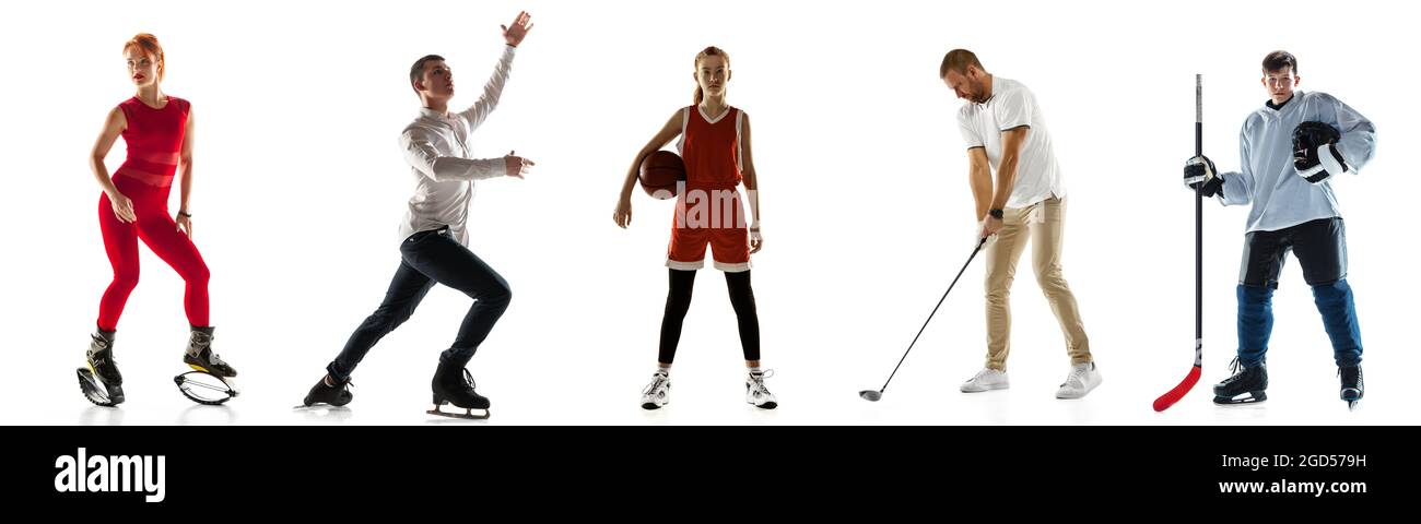 Sport collage. Different kinds of sport games. Male and female players ...