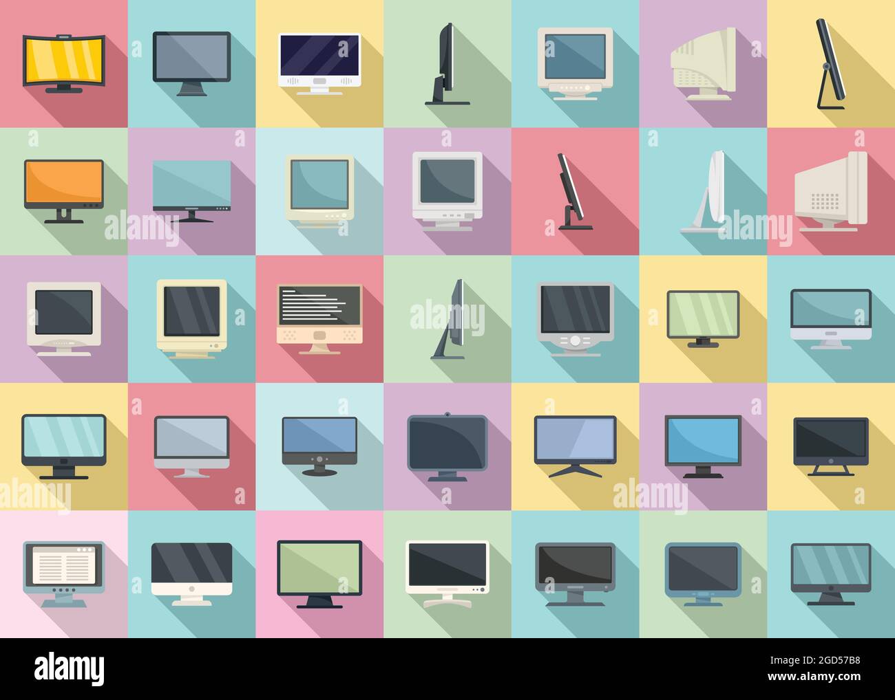Monitor icons set flat vector. Computer screen. Data monitor Stock Vector Image & Art - Alamy