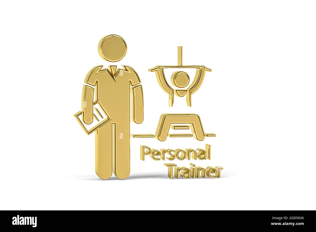 Golden 3d personal trainer icon isolated on white background - 3d ...