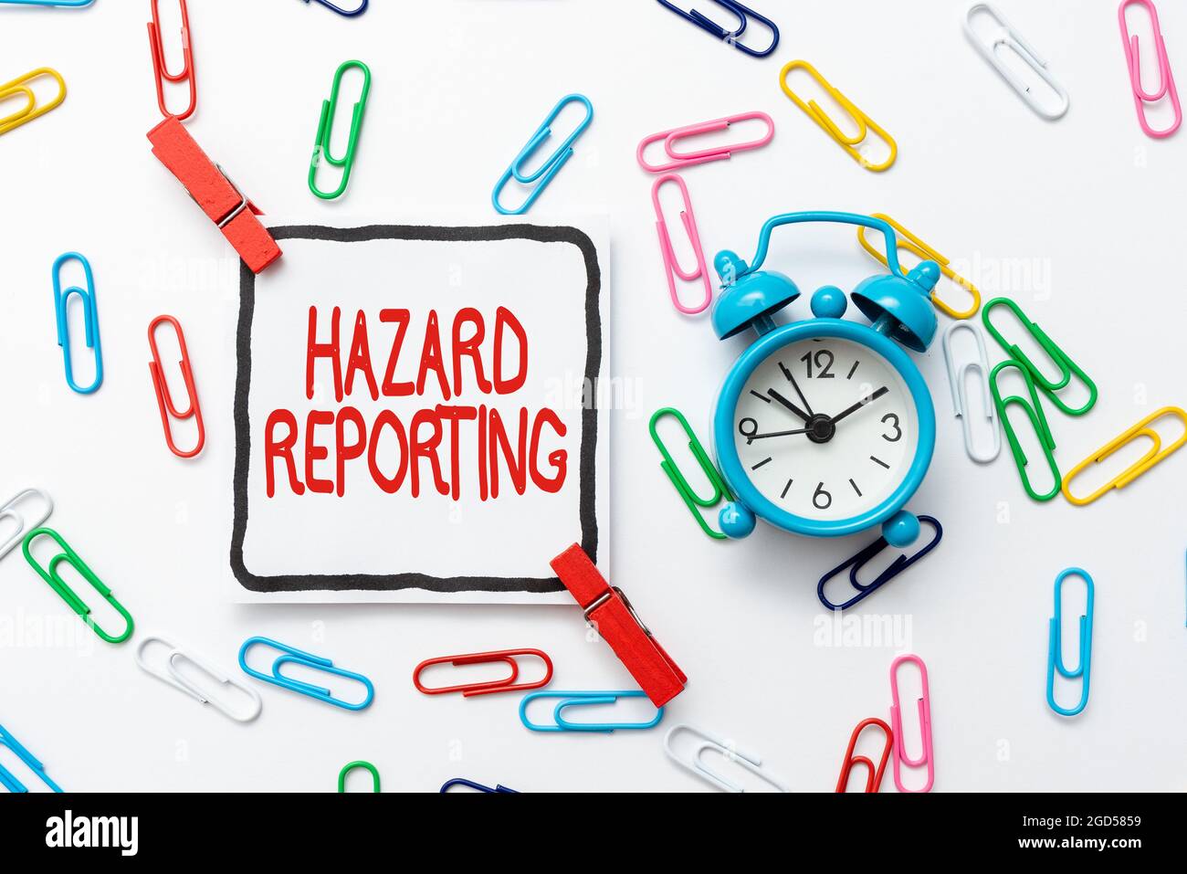 Text caption presenting Hazard Reporting. Word Written on account or ...