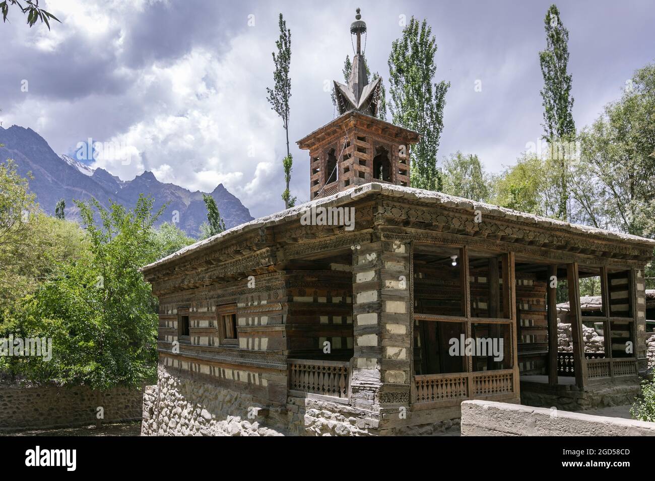 Tibetian style wooden mosque in Baltistan region Pakistan Stock Photo ...
