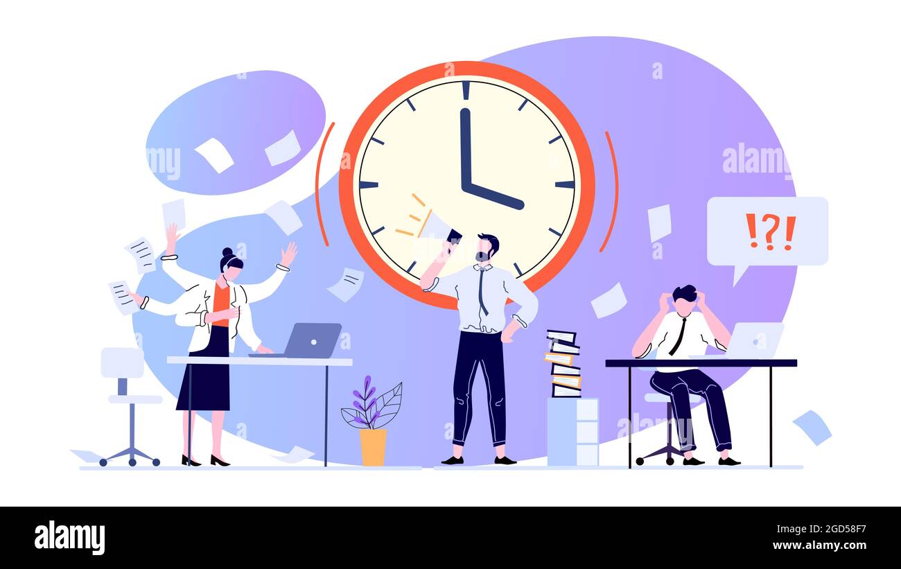 Time management concept. Employees working at office to meet deadline ...