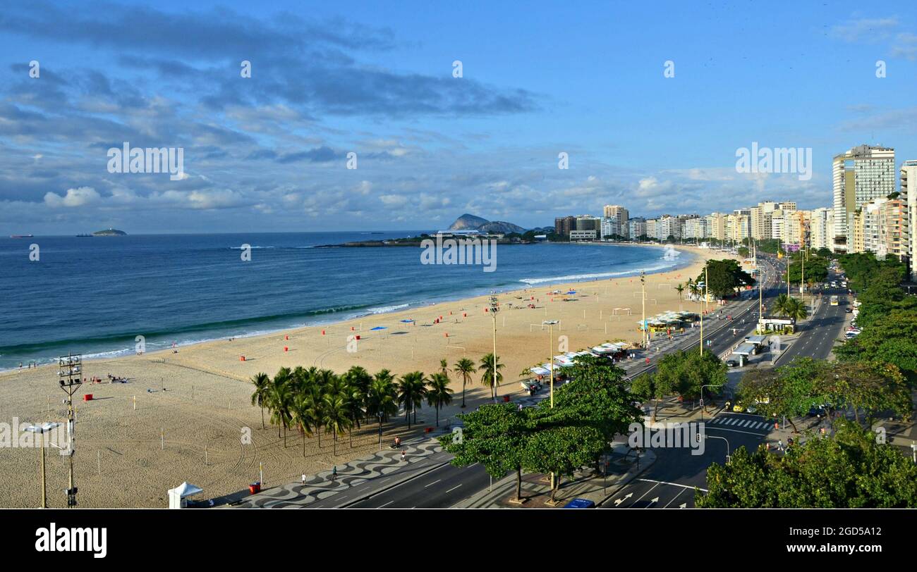 Cityscape with panoramic view of Copacabana beach and the famous ...