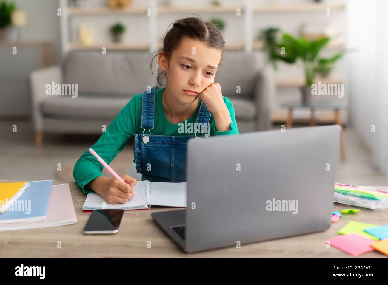 Children Education. Bored student tired of learning doing homework ...