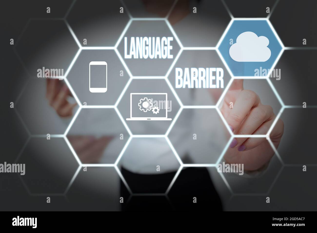 Hand writing sign Language Barrier. Business idea difficulties in ...