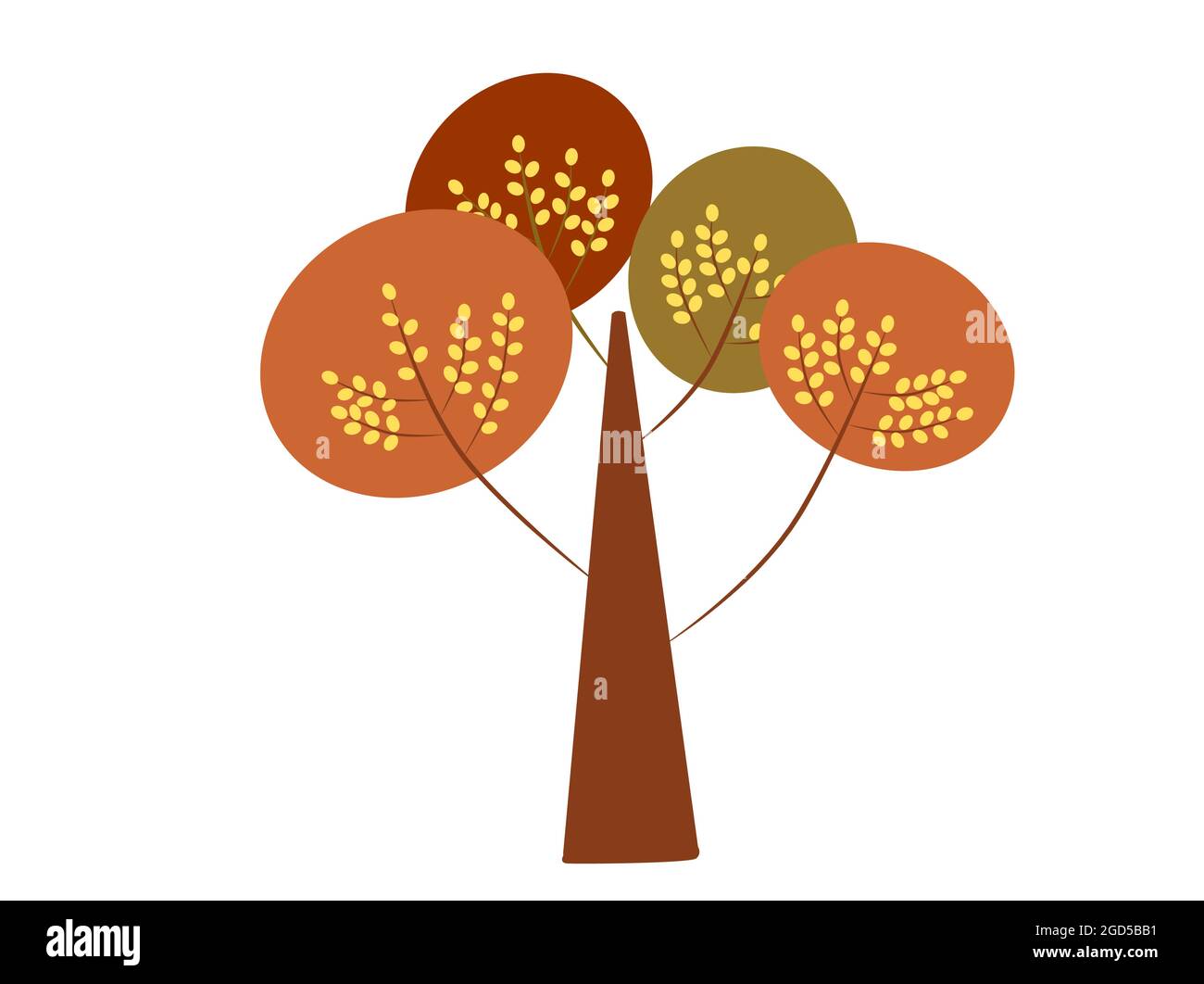 Autumn yellow tree in cartoon style isolated Stock Vector Image & Art ...