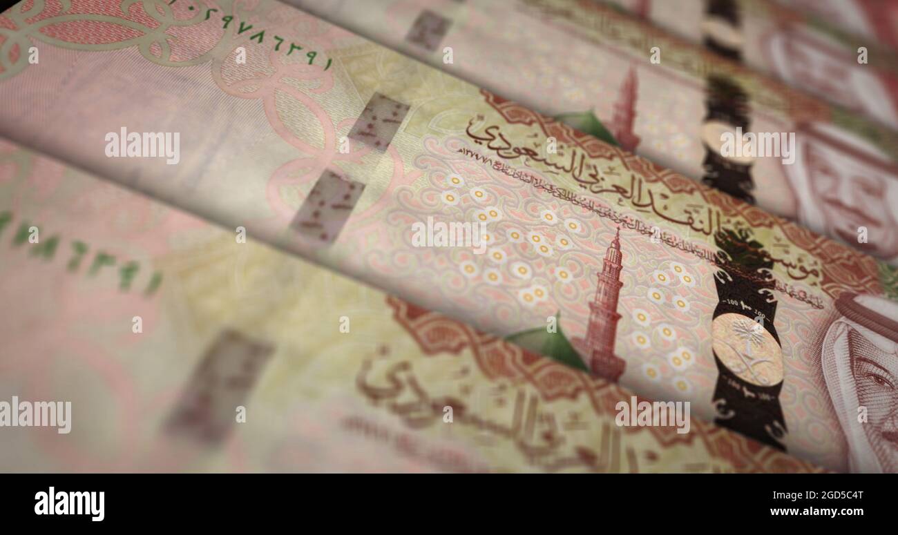 Saudi Arabia Riyal money print 3d illustration. SAR banknote printing ...