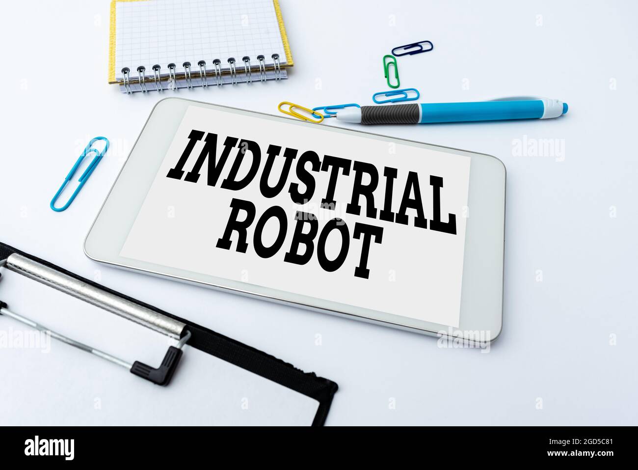 Conceptual display Industrial Robot. Word Written on robotic mechanism ... Conceptual display Industrial Robot. Word Written on robotic mechanism ...