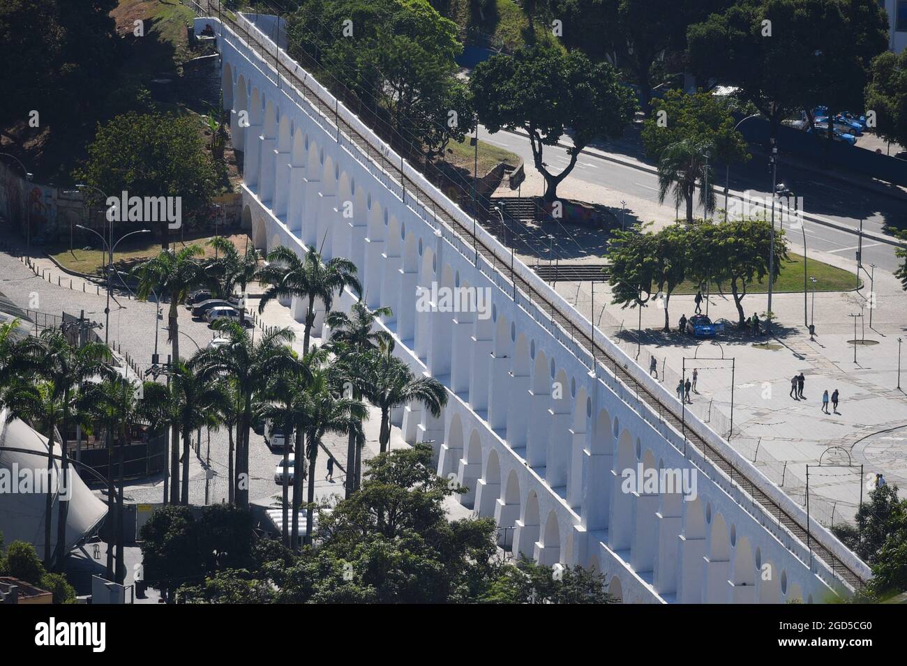 Landscape with panoramic view of the Aqueduto da Carioca the 18th ...