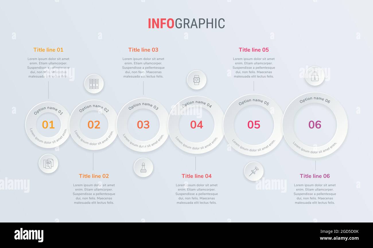 Red vector infographics timeline design template with rounded elements ...
