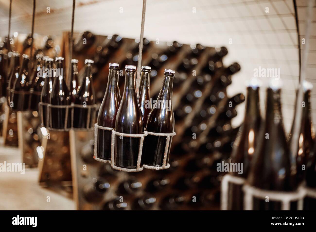 Photo of local vintage style brewery basement store with bottles of ...