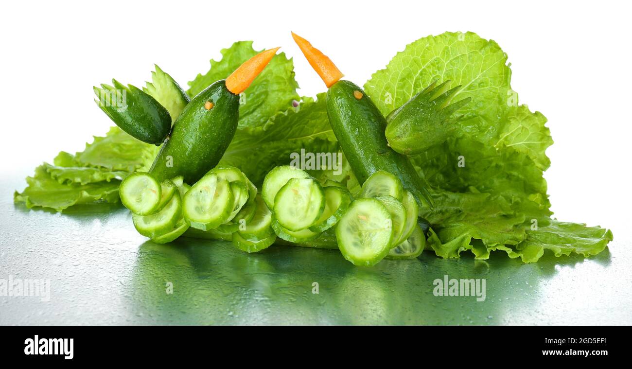 Carving vegetable pattern of hummingbirds close up Stock Photo - Alamy