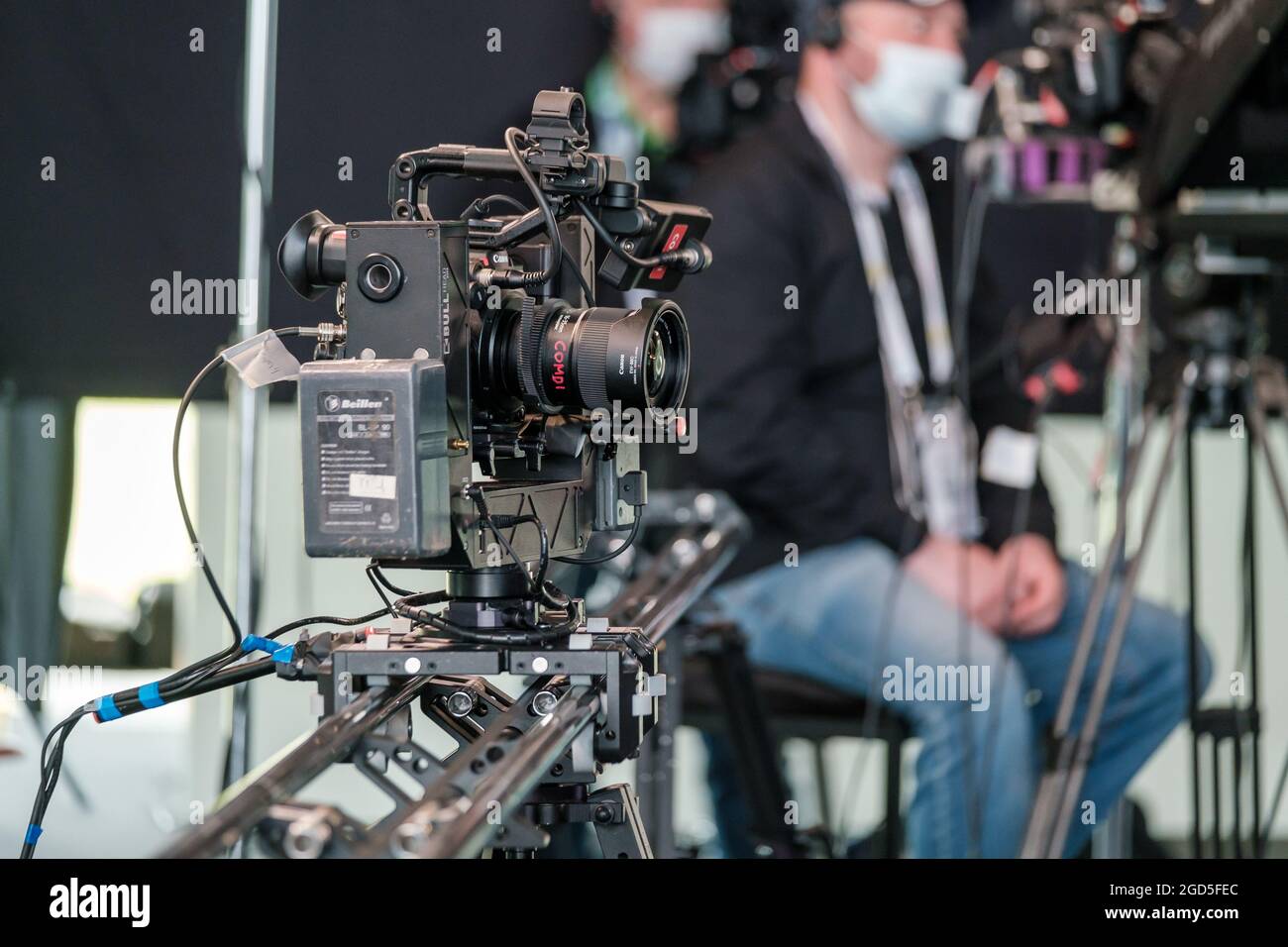 Track with modern video camera Stock Photo - Alamy