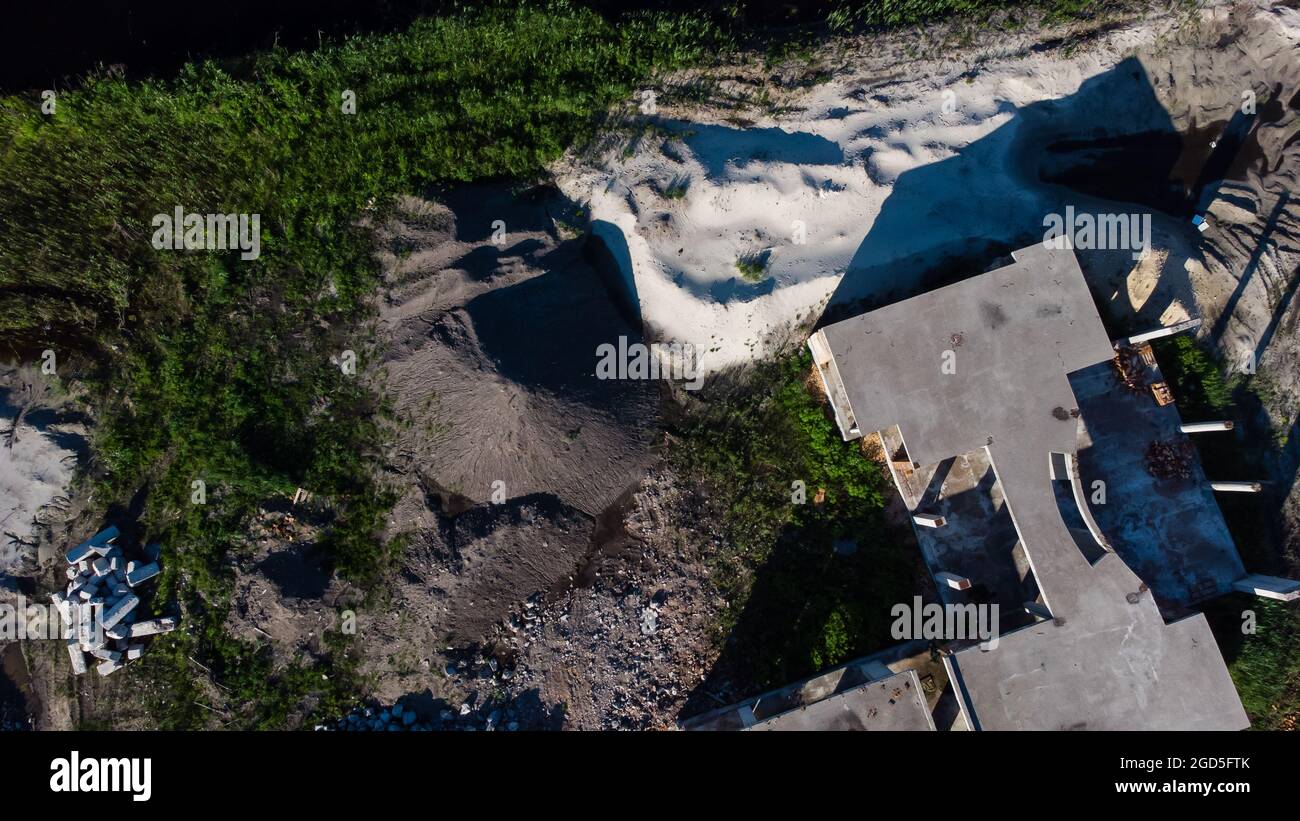 construction of a private house top view aerial view Stock Photo - Alamy