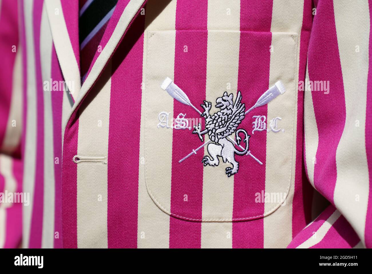 The Abingdon School Boat Club badge on a blazer on the opening day of ...