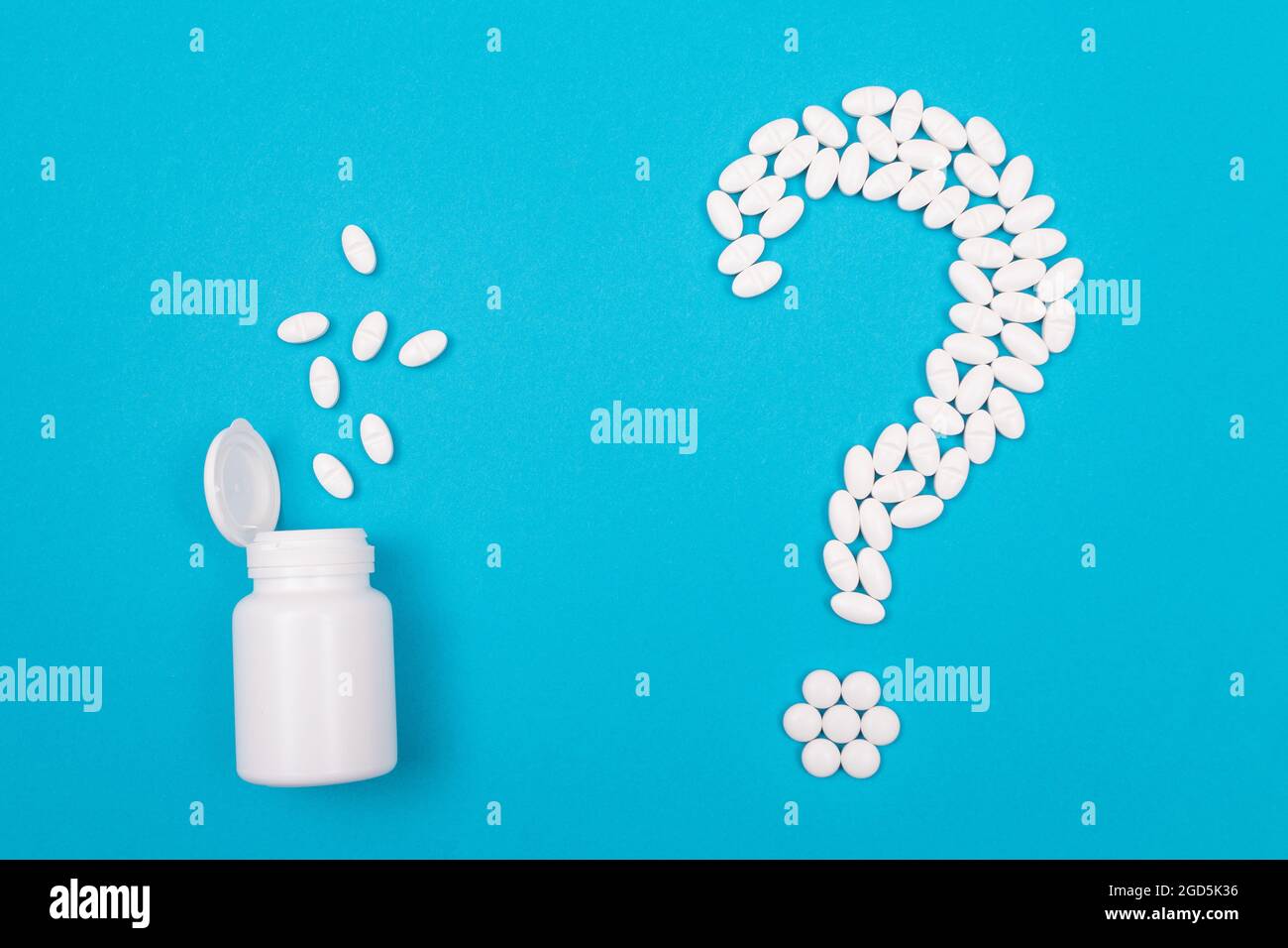 Question Mark Made from White Pills and Tablets with Pill Container ...