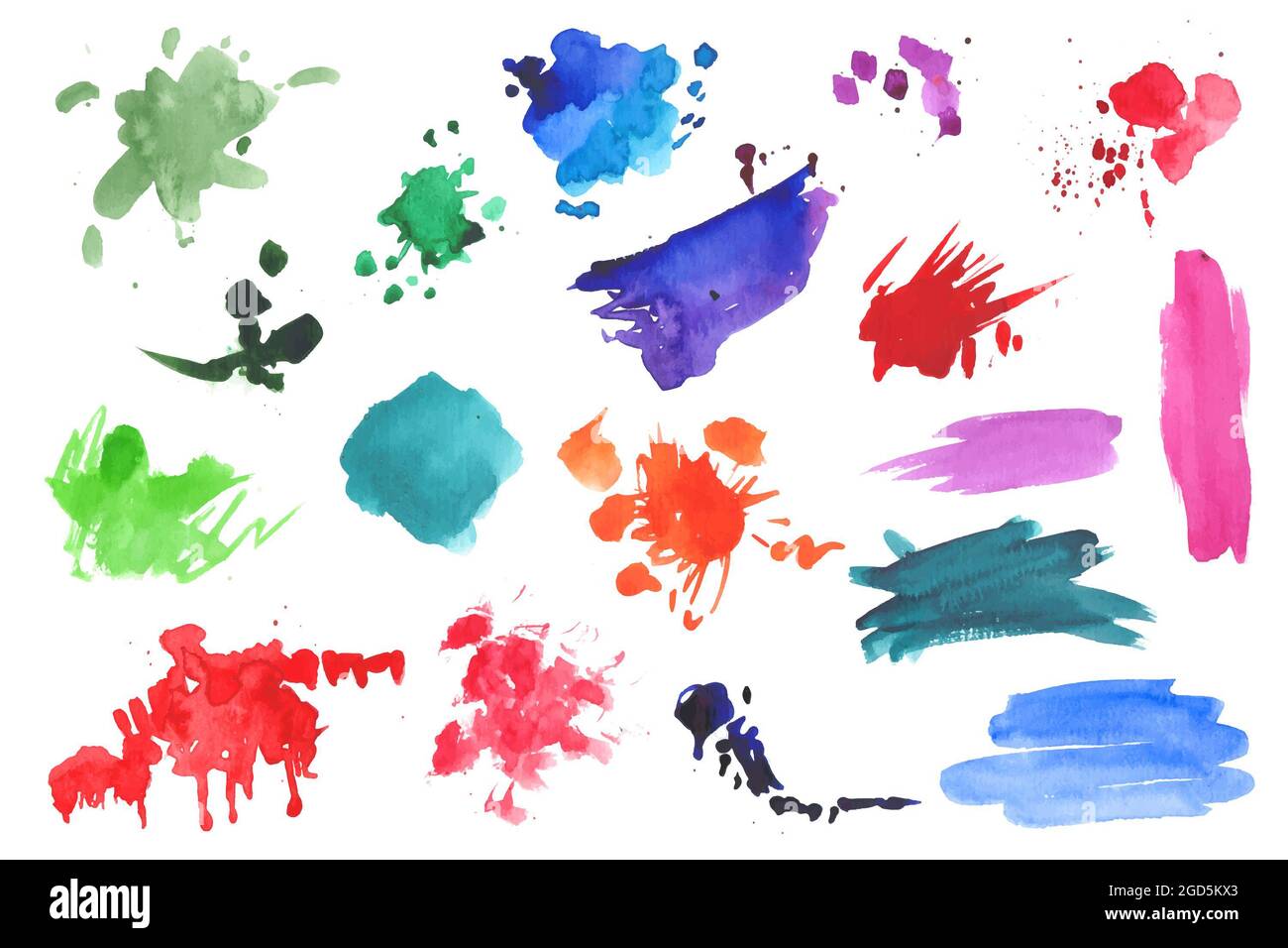 collection of watercolor splatters isolated on white Stock Photo - Alamy