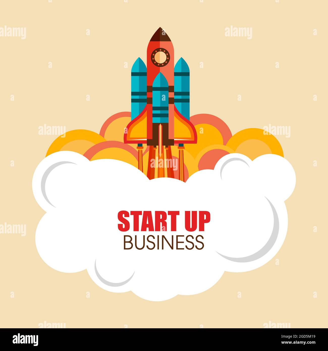 Creative flying Rocket for New Business project start up concept Stock ...