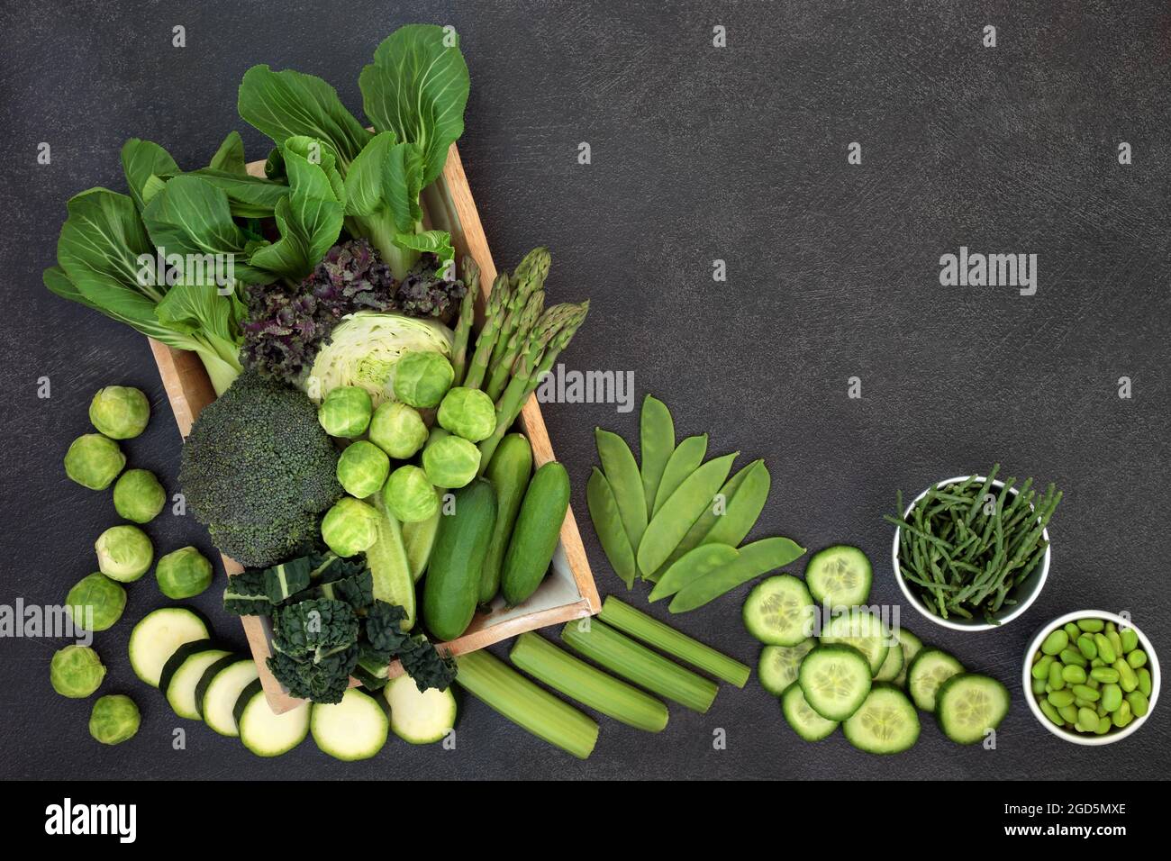 High fibre fresh green vegetables. Healthy vegan diet food high in ...