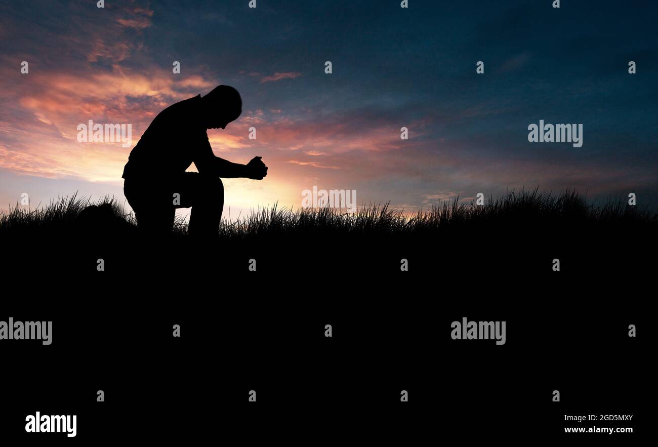 Man Kneeling Sad