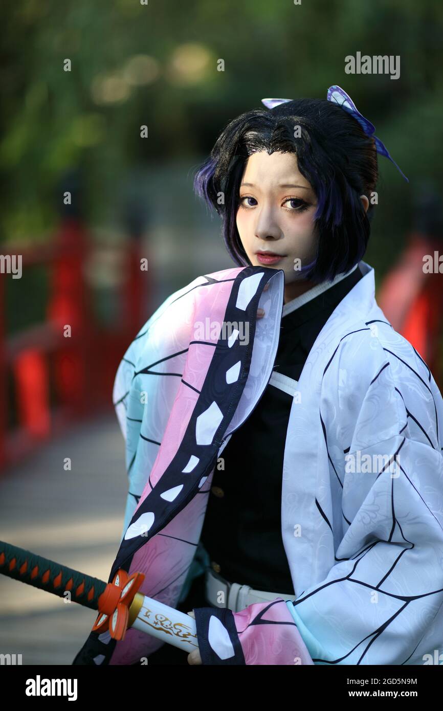 Japan anime cosplay portrait of girl with comic costume with japanese ...