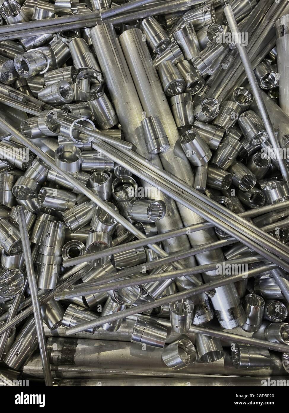 Vertical closeup shot of Aluminum Solids captured in a factory Stock ...