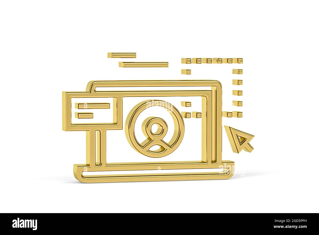 Golden 3d UX designer icon isolated on white background - 3d render ...