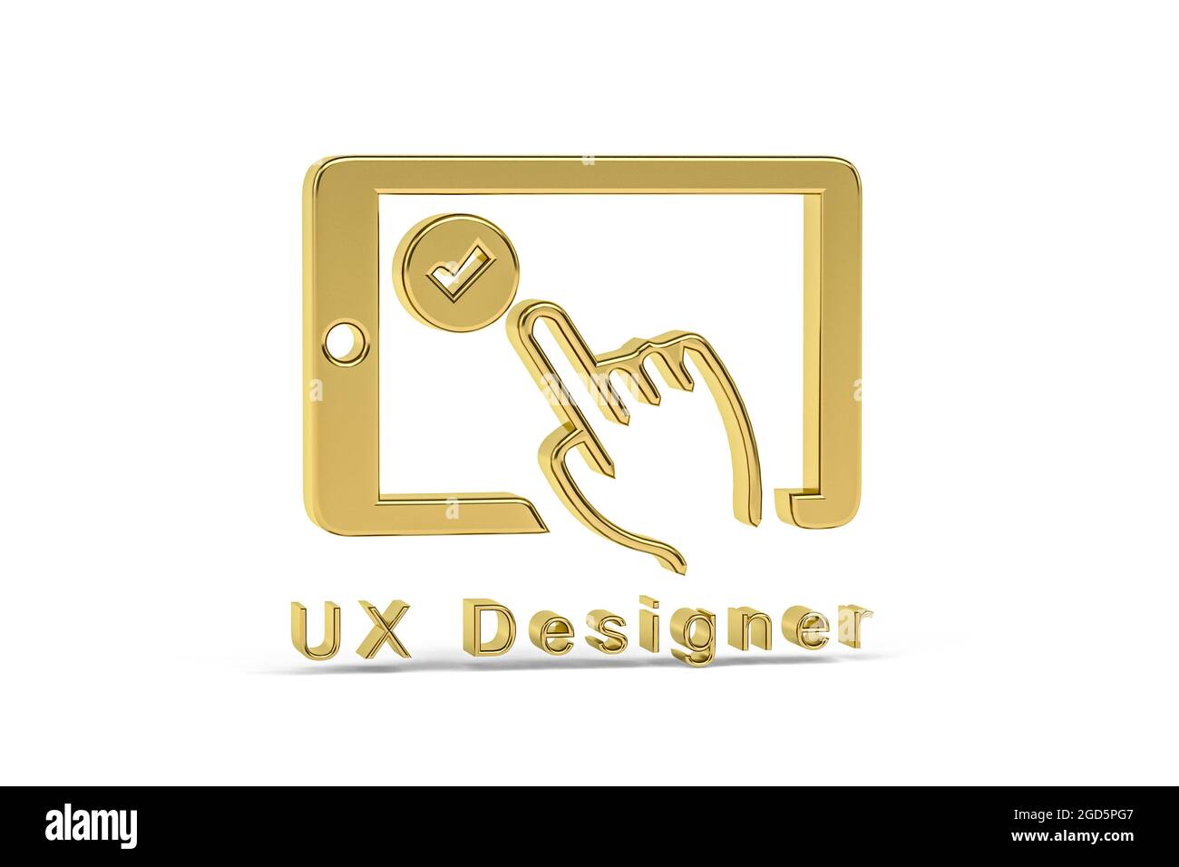 Golden 3d UX designer icon isolated on white background - 3d render ...