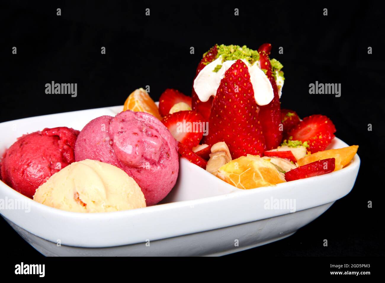 ice cream, mixed ice cream. Mixed fruit ice cream with fruits Stock ...