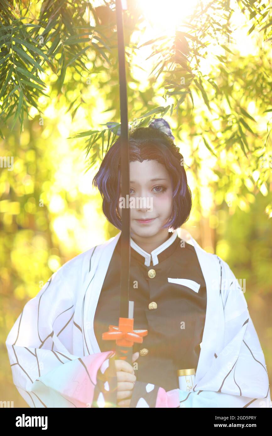 Japan anime cosplay portrait of girl with comic costume with japanese ...