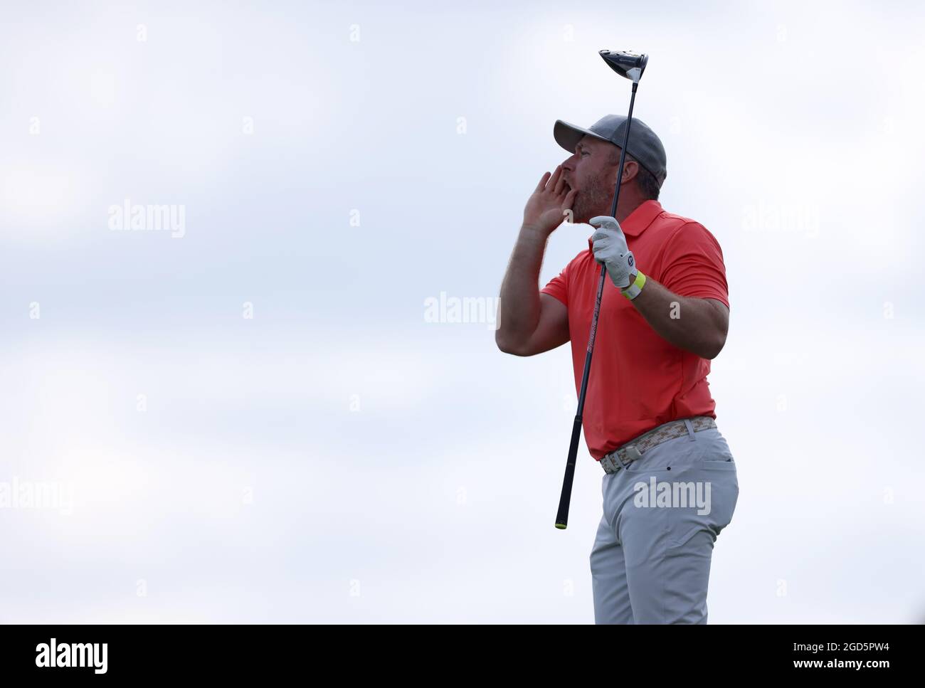 James Jordan tees off on the 16th during a preview day ahead of the ...
