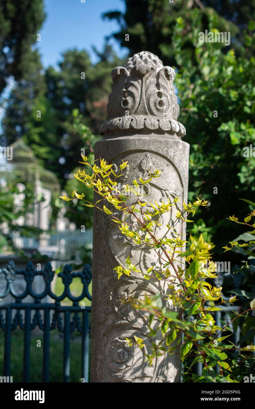 Vertical shot of a tombstone of the Ottoman times in Turkey Stock Photo ...