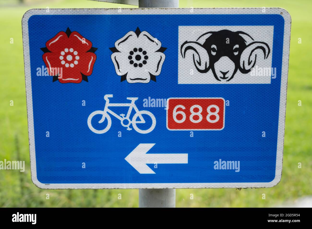 Yorkshire Dales cycleway signage at Winterburn Stock Photo - Alamy