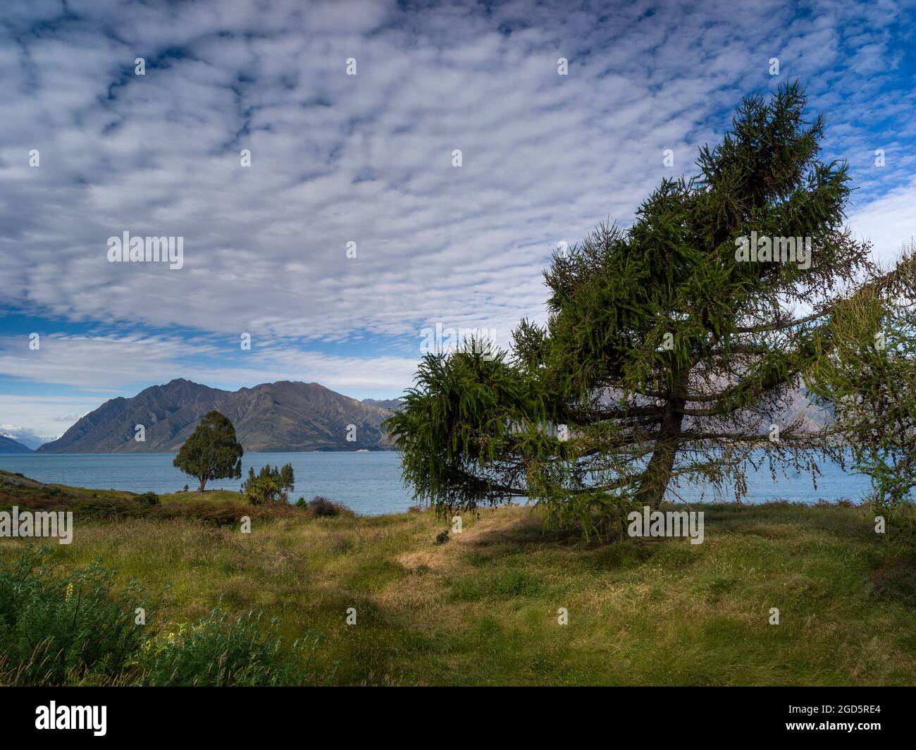 Clouds over lake, Lake Hawea, Wanaka, Otago Region, South Island, New ...