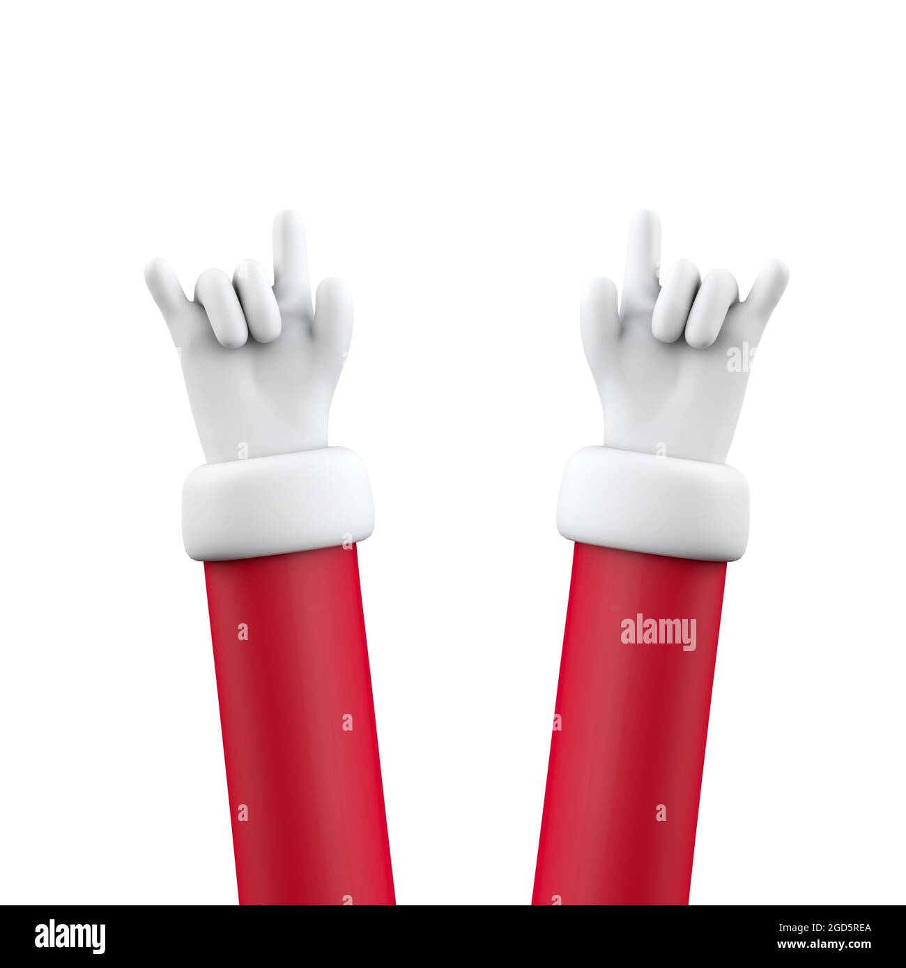 Santa Claus hand rock and roll pose festive cartoon character arm. 3D ...