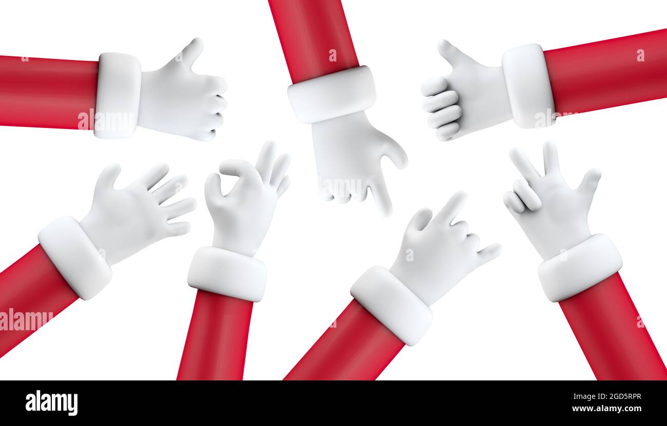 Multiple Santa Claus hand festive cartoon character arm. 3D Rendering ...