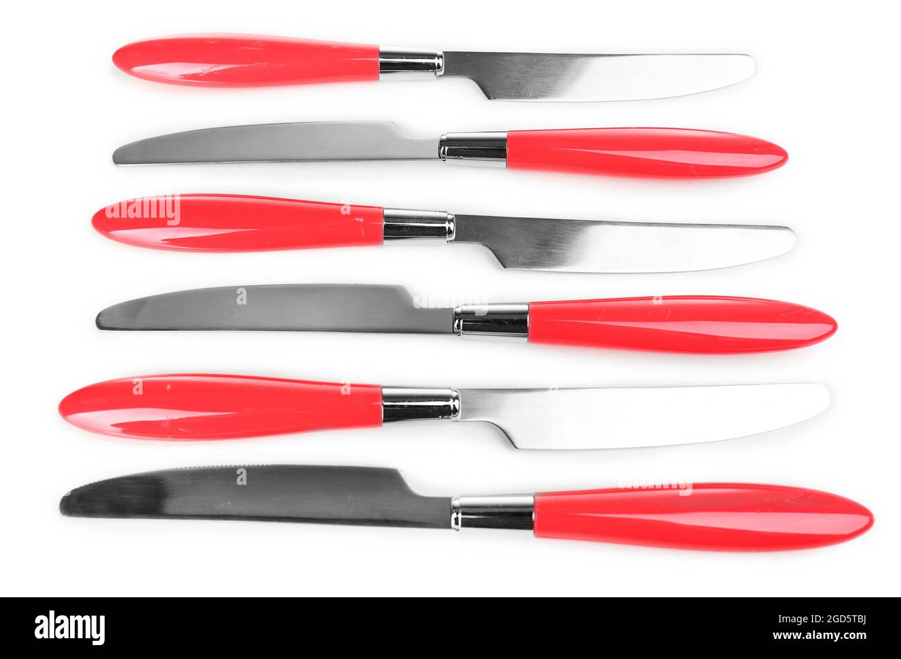 Silver knives isolated on white Stock Photo - Alamy