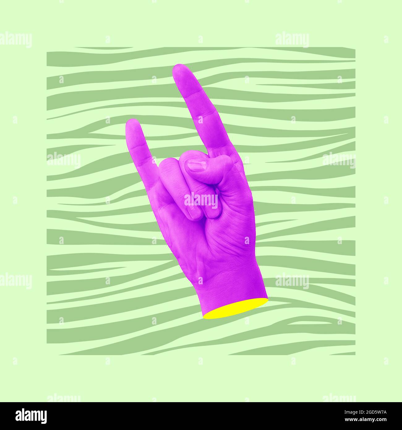 Contemporary art collage. Human hand isolated over light background ...