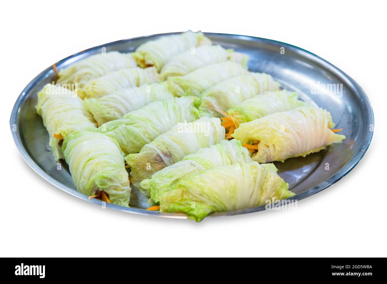 Suki taste rolls with Chinese cabbage leaves, focus selective Stock ...