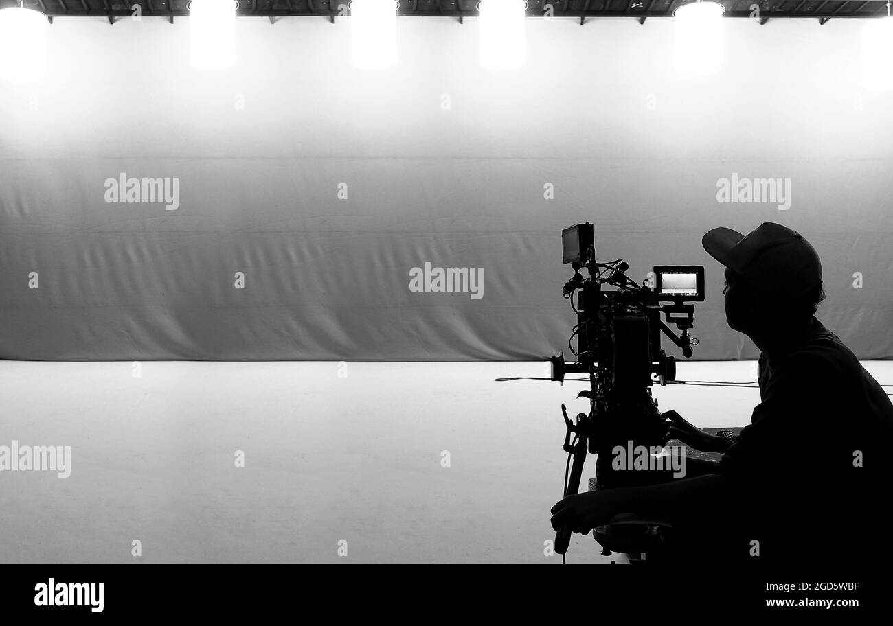 Video production behind the scenes. Making of TV commercial movie that film crew team lightman ...