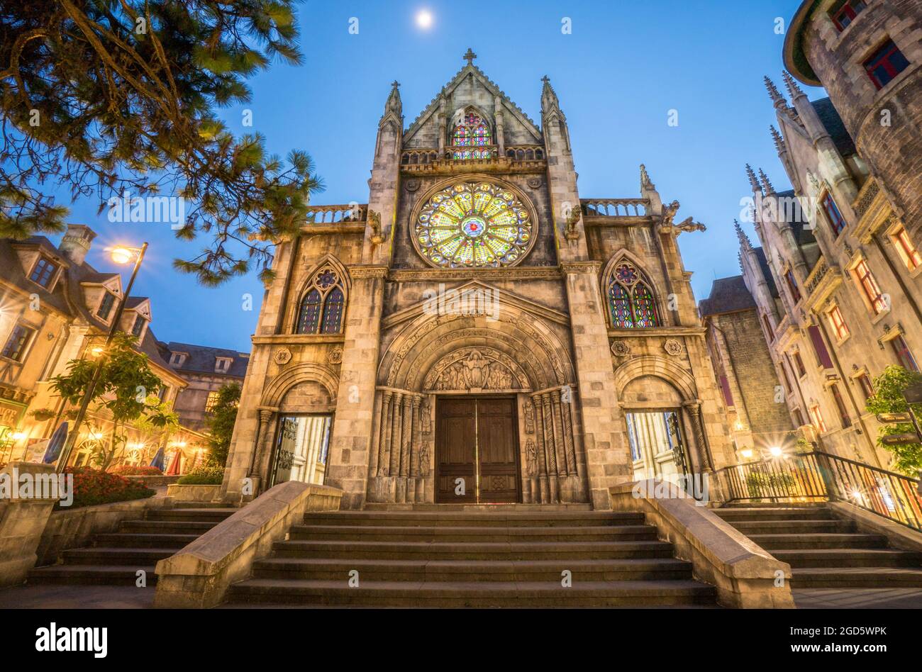 Bana Hills, Danang Vietnam - 22 May 2018: Church of Ba Na Hills, Da ...