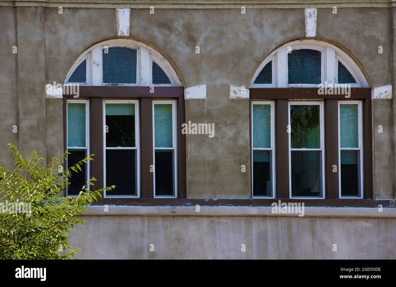 Attractive design on these windows on a building draws the eye Stock ...