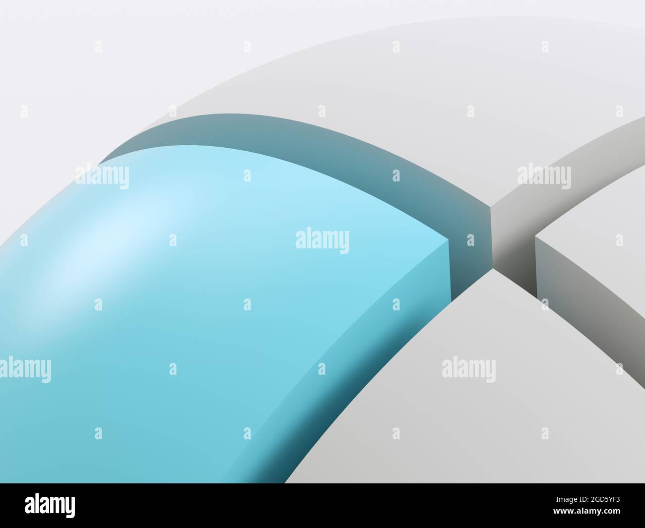 Abstract sliced spherical object fragment with blue one eighth piece is ...