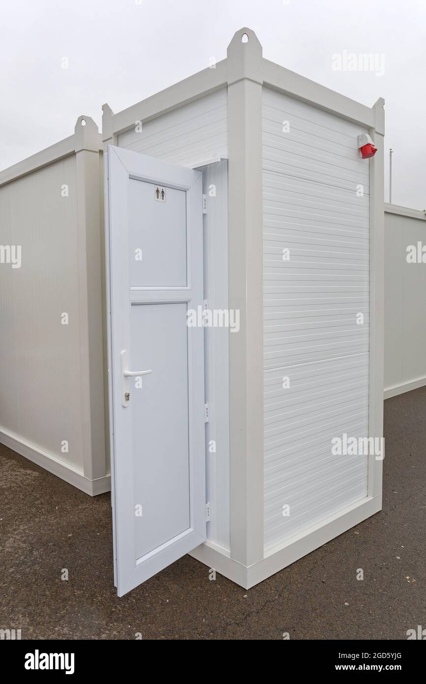 Mobile Toilet WC Cabin Unit in Cargo Container Stock Photo - Alamy