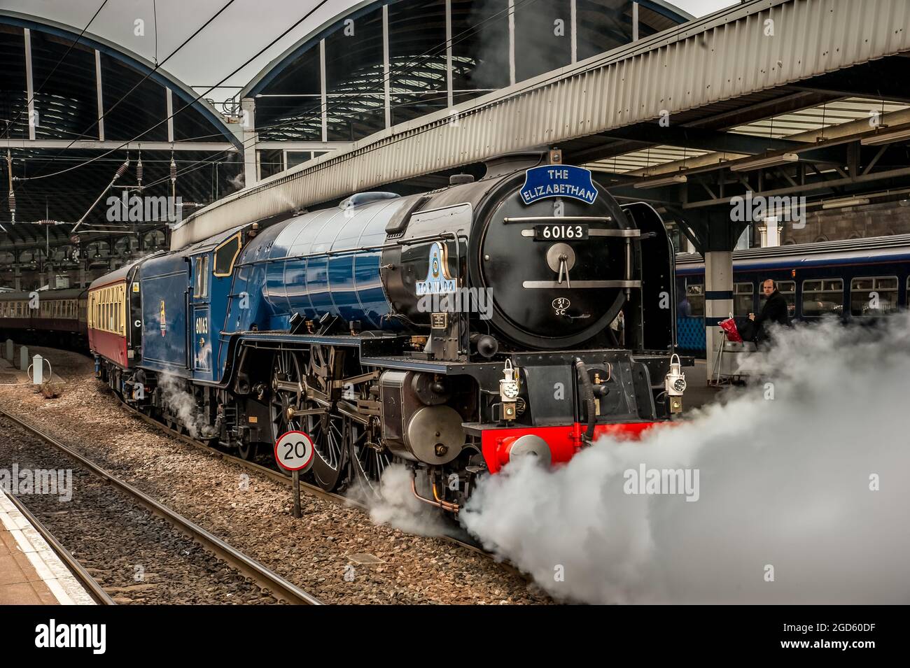 A1 Tornado at Newcastle Station in its blue livery Stock Photo - Alamy