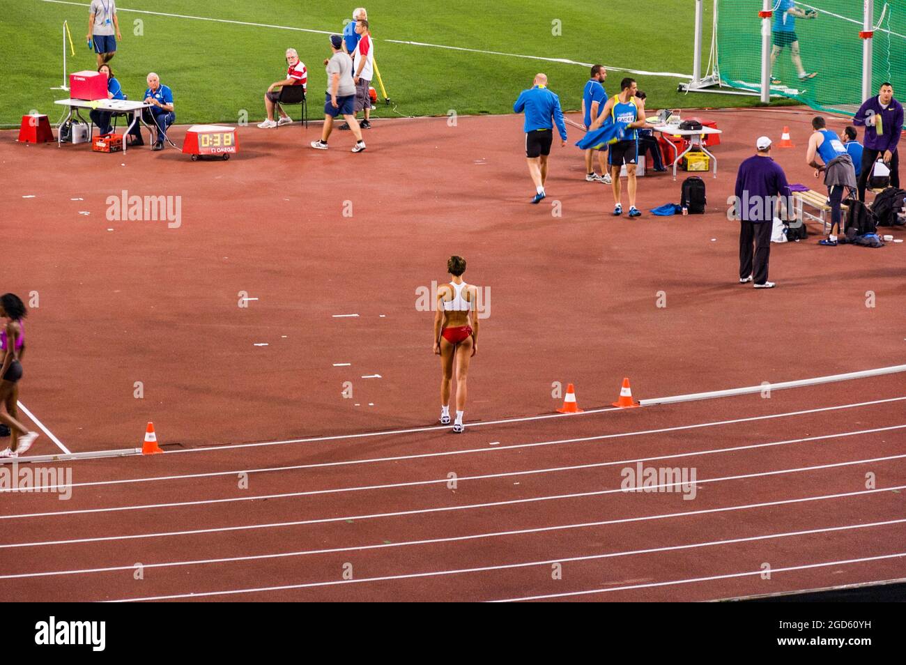 ROME, ITALY - JUNE 10, 2010: Athletes perform high jump during Rome ...