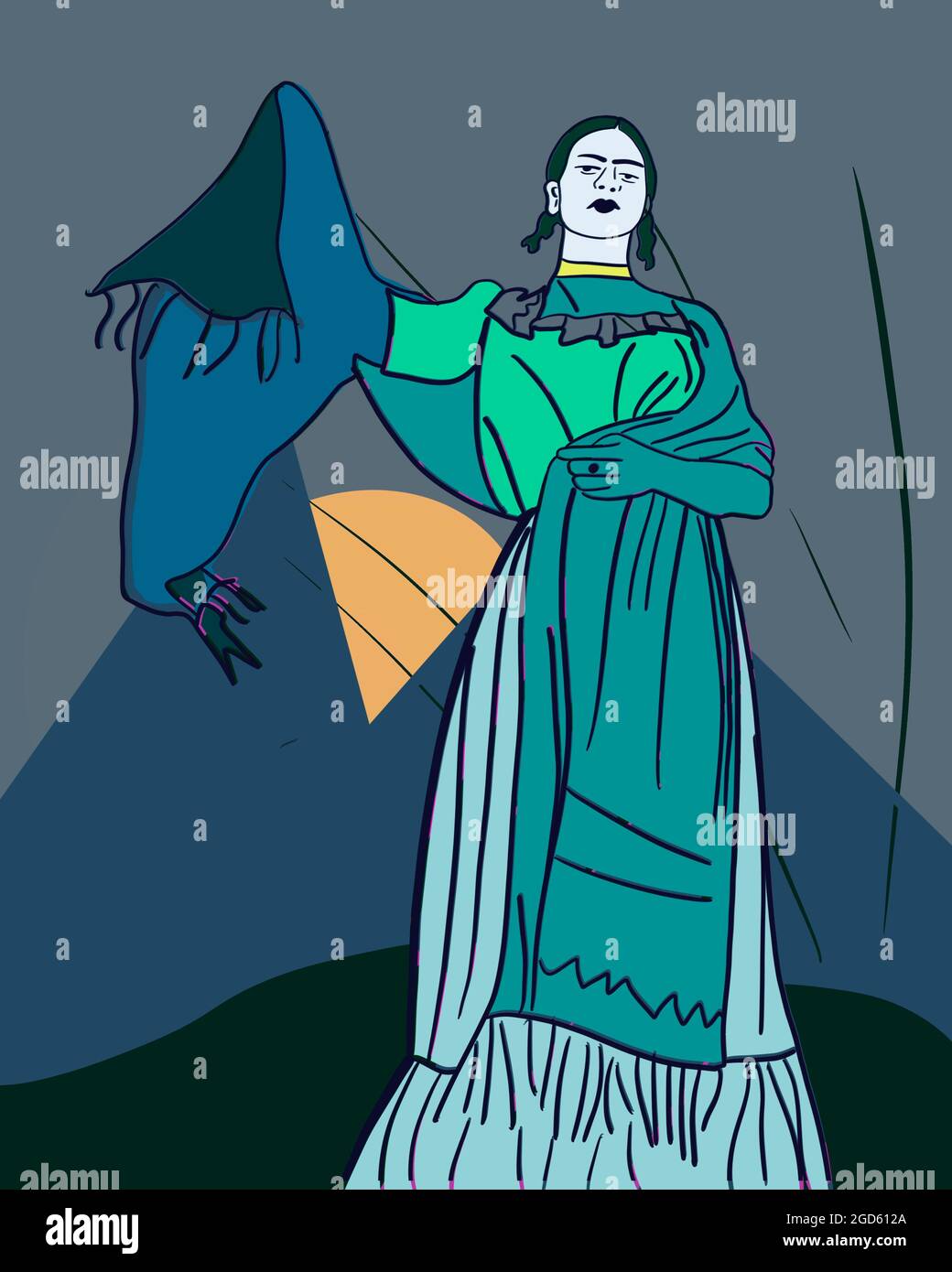 Illustration face Mexican woman traditional with color vintage Stock ...