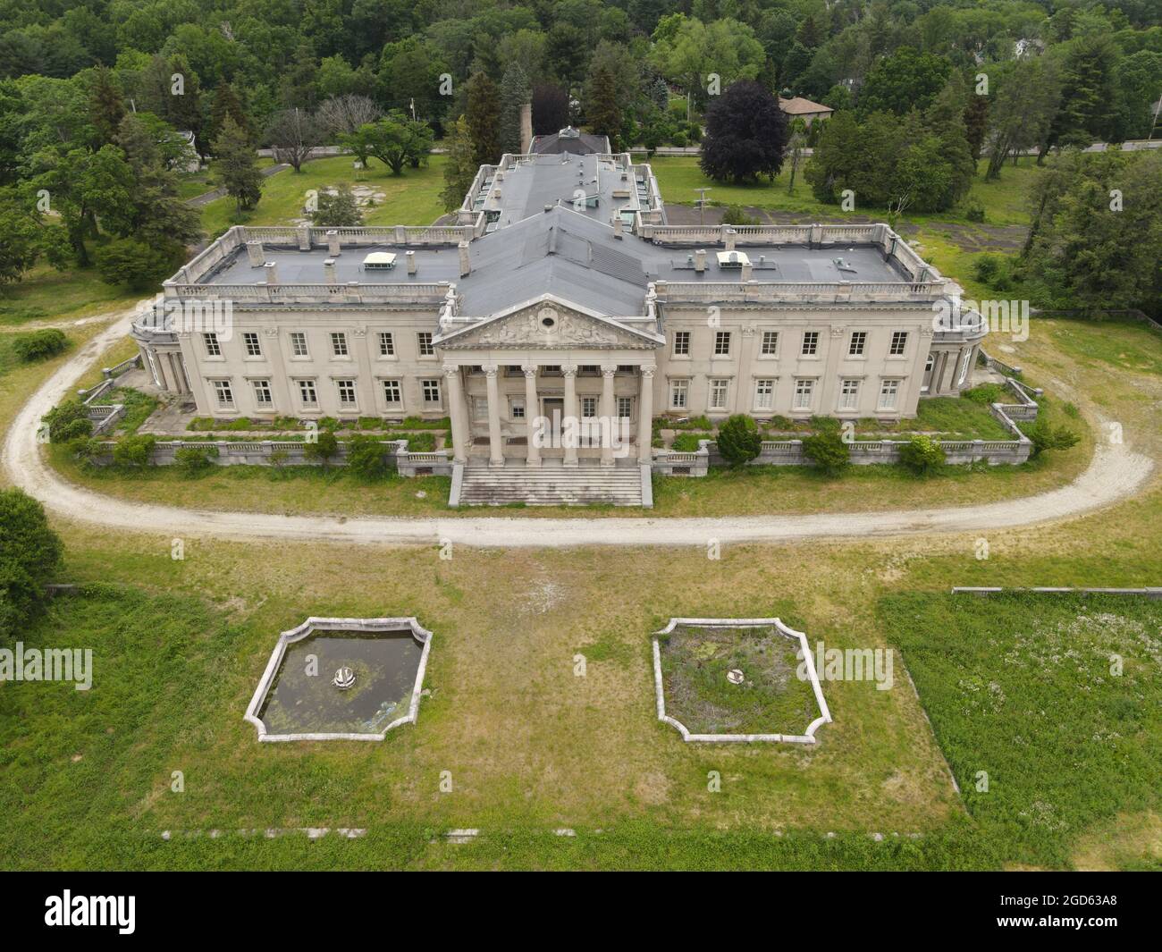 The exterior of Lynwood Hall. PHILADELPHIA, USA: In one image, an empty ...
