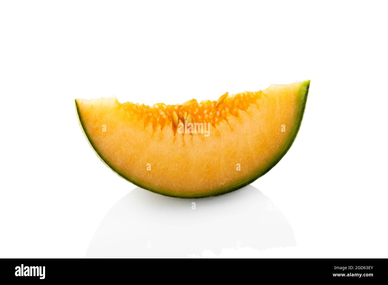 Melon slice. A slice of melon on a white background. melon Stock Photo ...