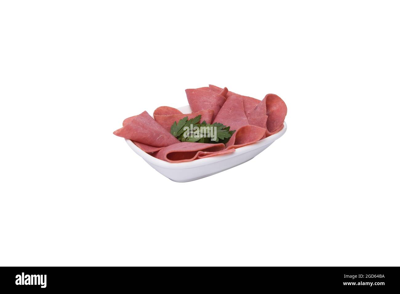 Ham, beef ham. Ham in white plate on white background Stock Photo - Alamy
